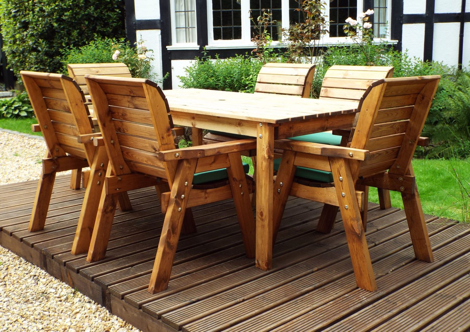 Six Seater Solid Wood Rectangular Lg Garden / Patio Table and Chair Set ...
